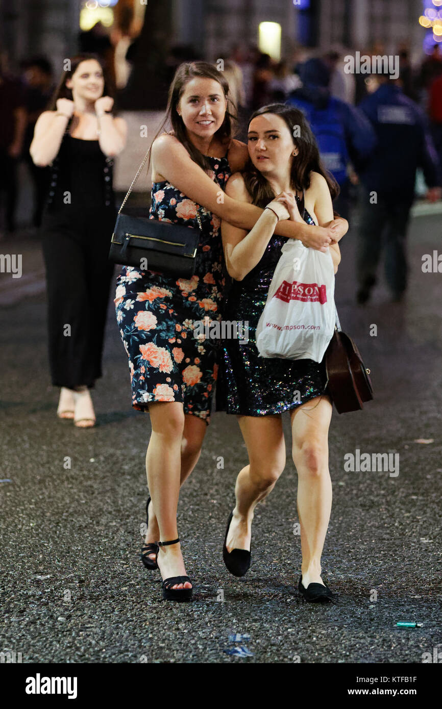 Two young women in Wind Street, Swansea, Wales on Mad Friday, Booze ...