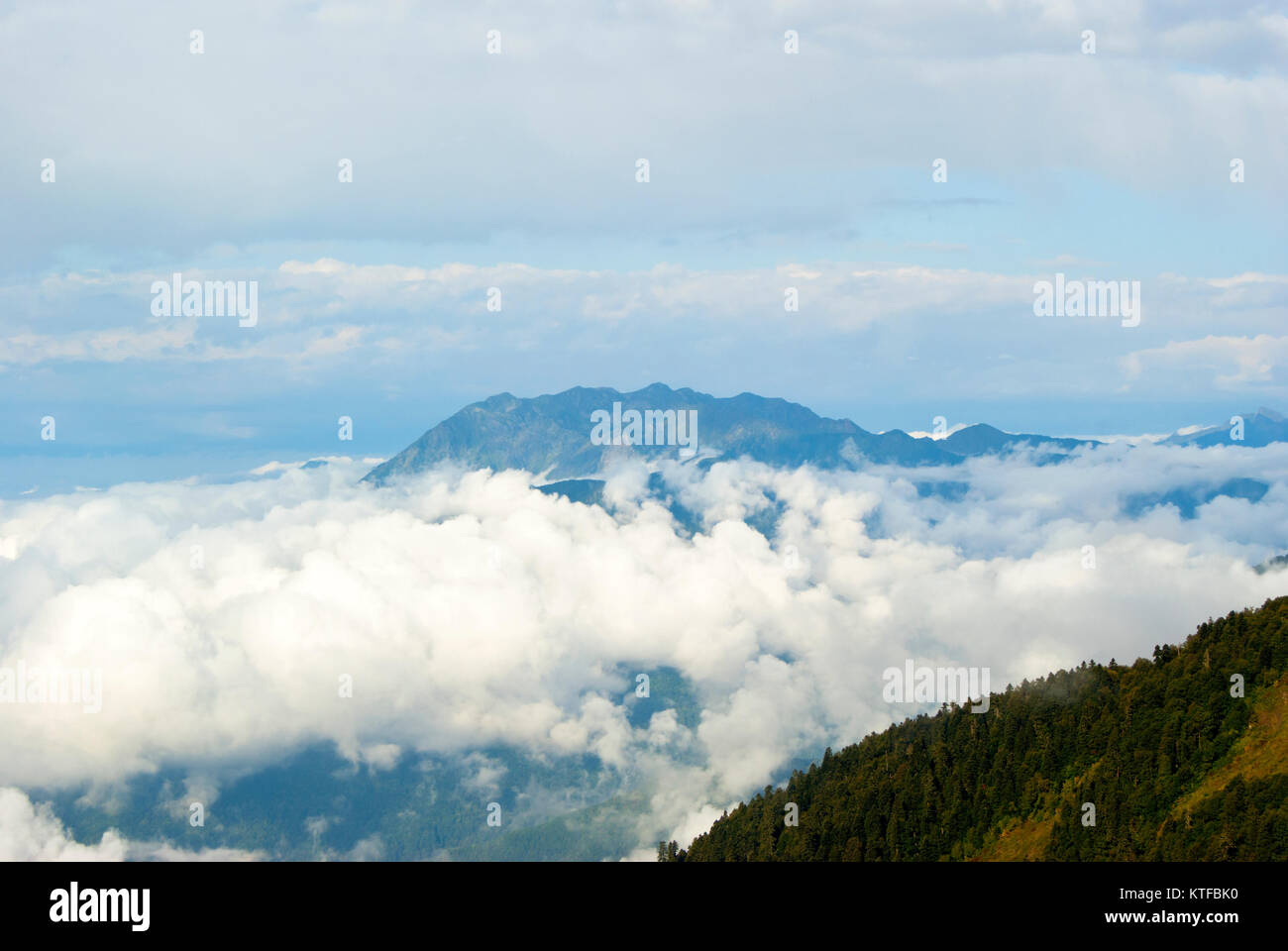 morning view of the Achishkho mountain in the Caucasus from the pass ...