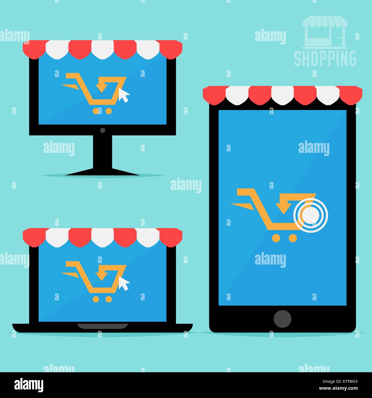 Online shopping concept desktop Stock Vector Images - Alamy
