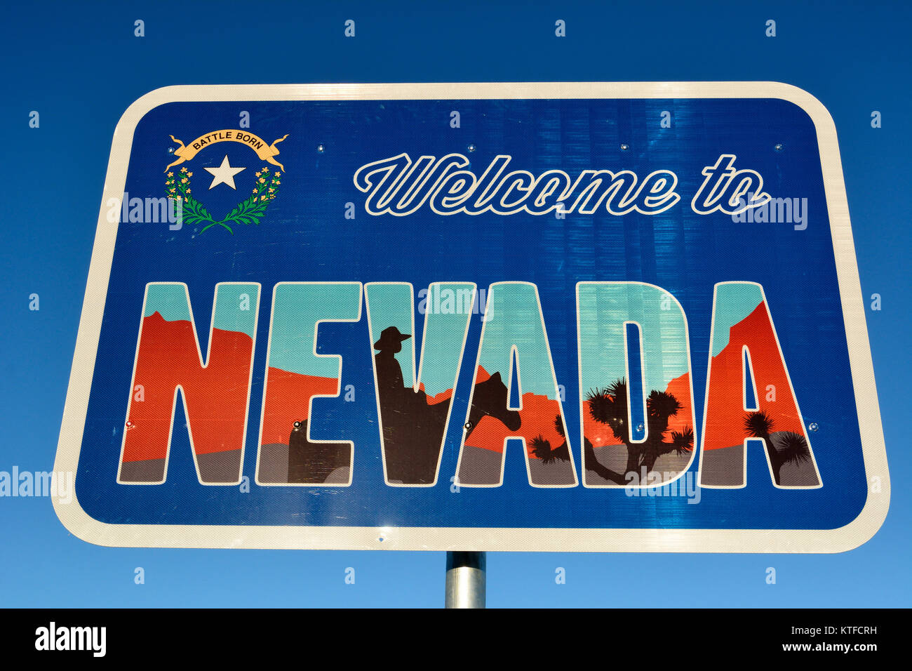 Welcome to Nevada road sign Stock Photo - Alamy