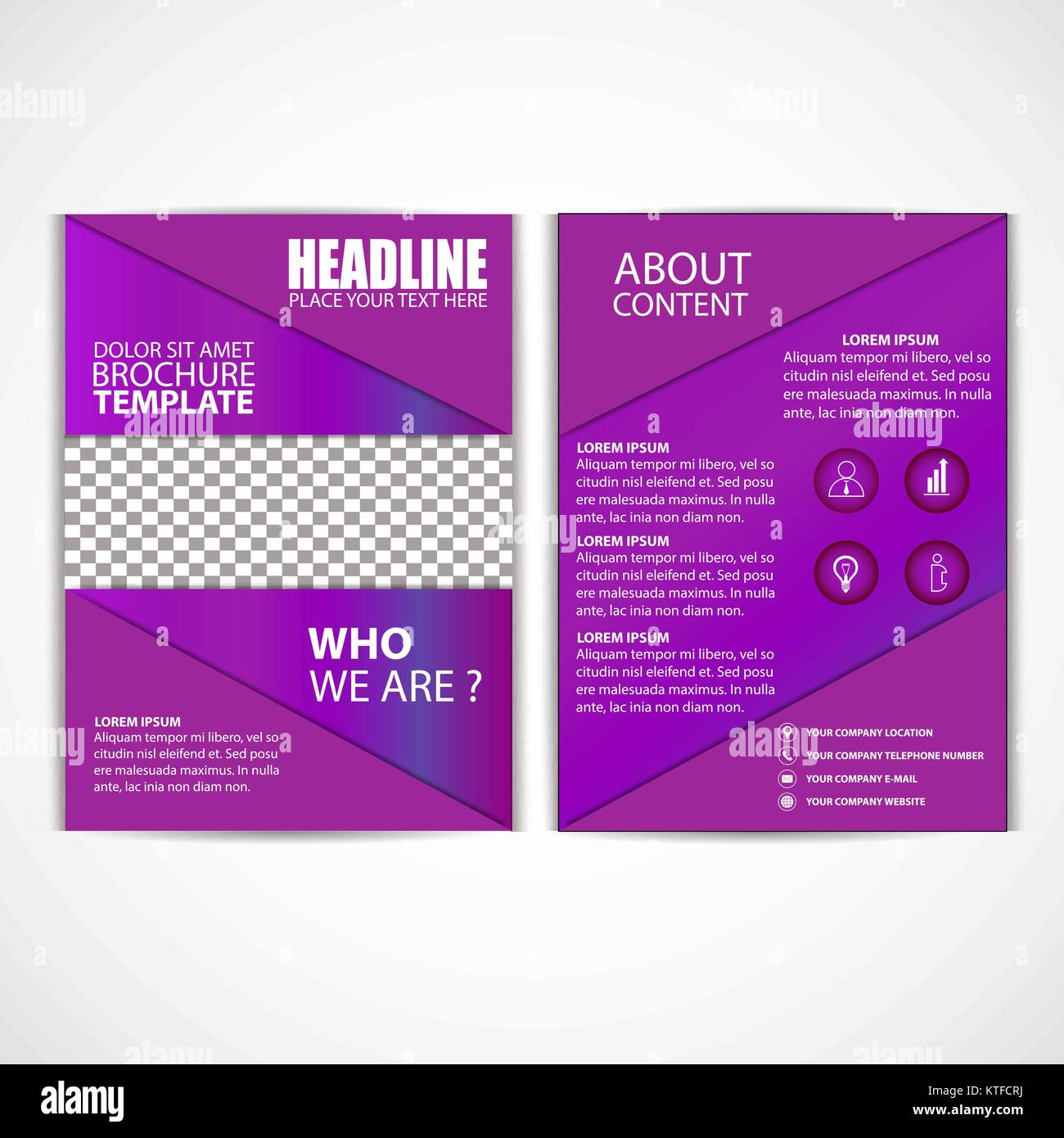 Abstract Purple Color Flyer Template, Size A4, Vector, Illustration ...