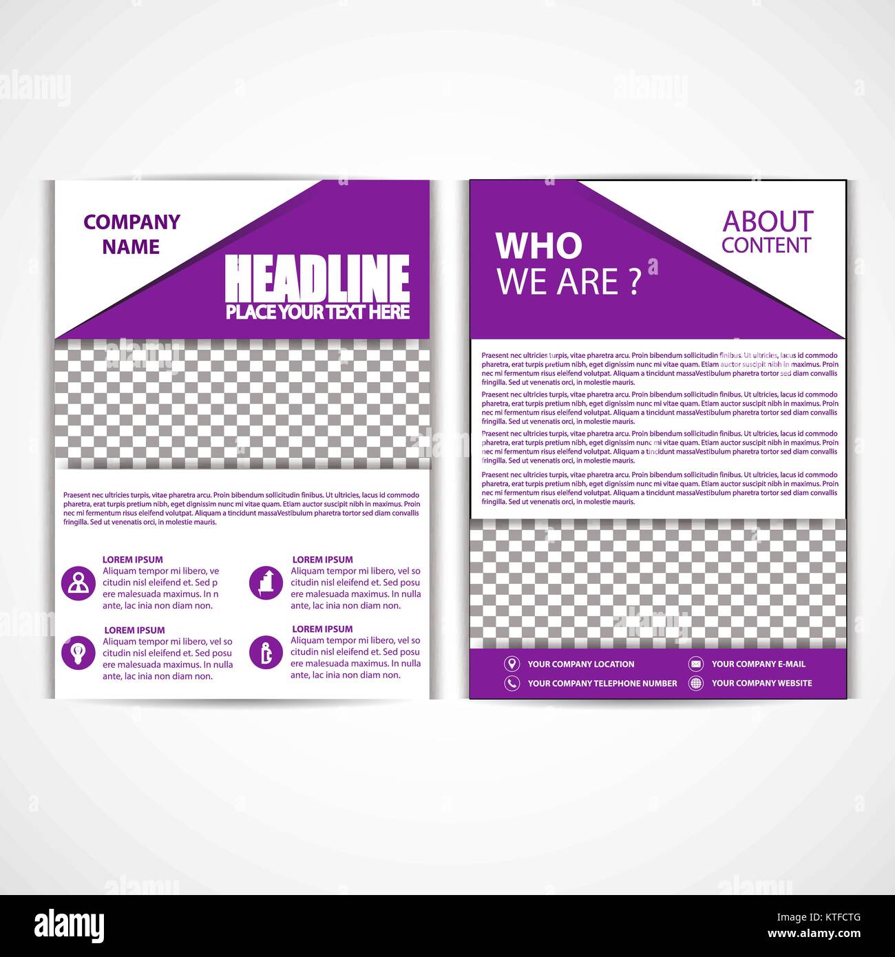 Abstract Purple Color Flyer Template, Size A4, Vector, Illustration ...