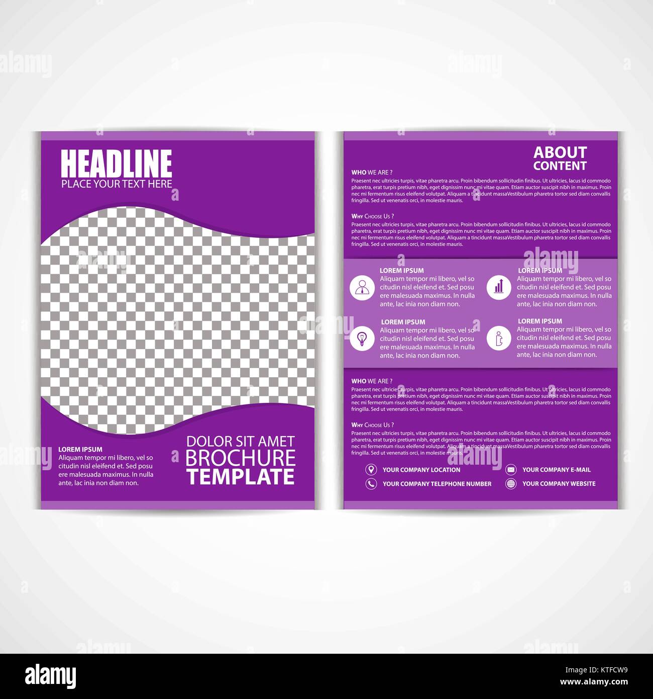 Abstract Purple Color Flyer Template, Size A4, Vector, Illustration ...