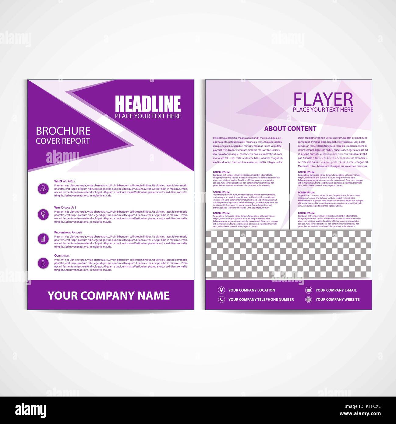 Abstract Purple Color Flyer Template, Size A4, Vector, Illustration ...