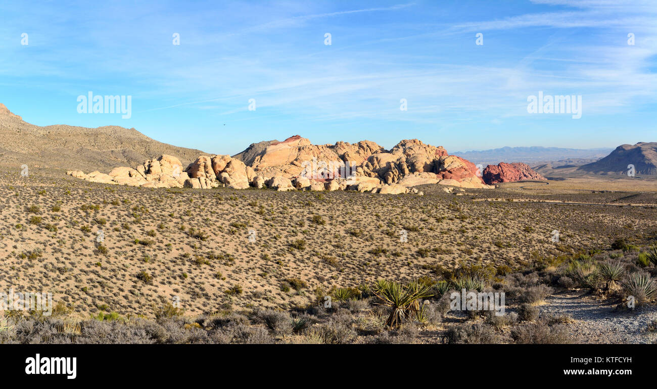 Steep, rugged red-rock escarpment of Red Rock Canyon rising in Nevada ...