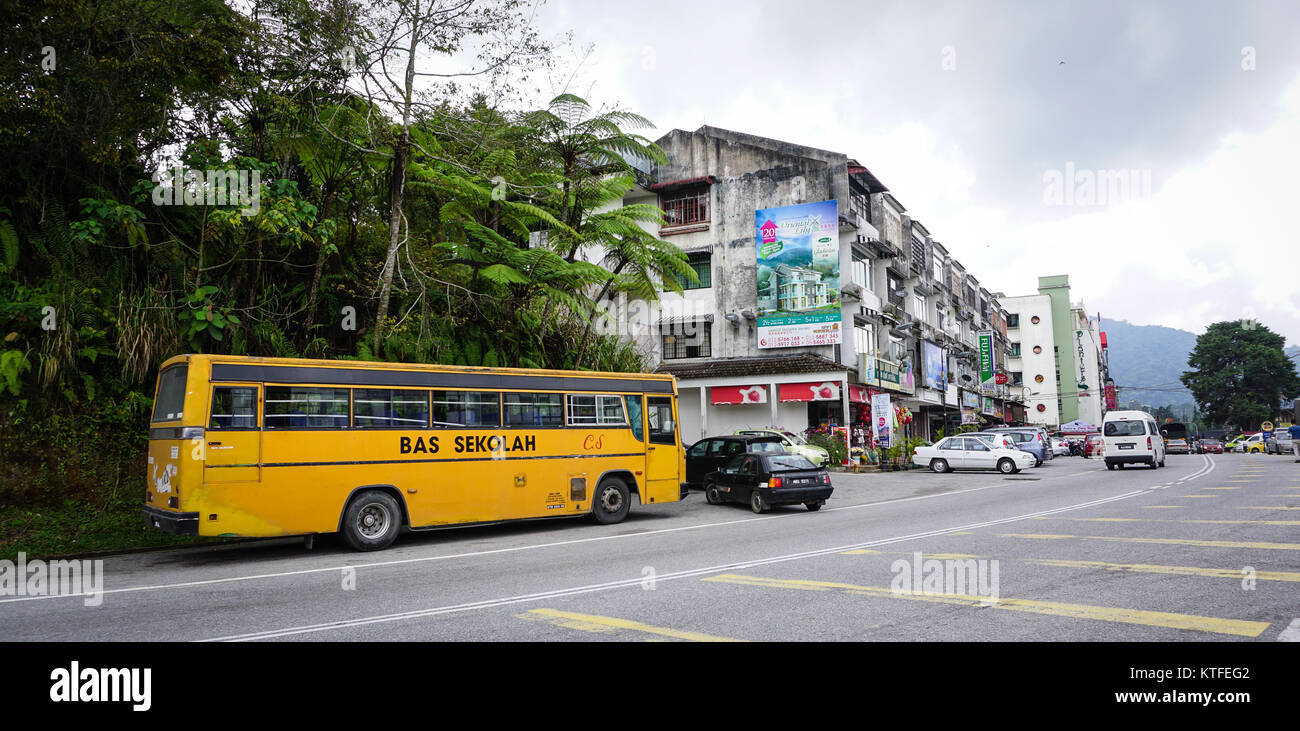 Cameron Highlands, Malaysia - Aug 22, 2014. A bus on street in Cameron ...
