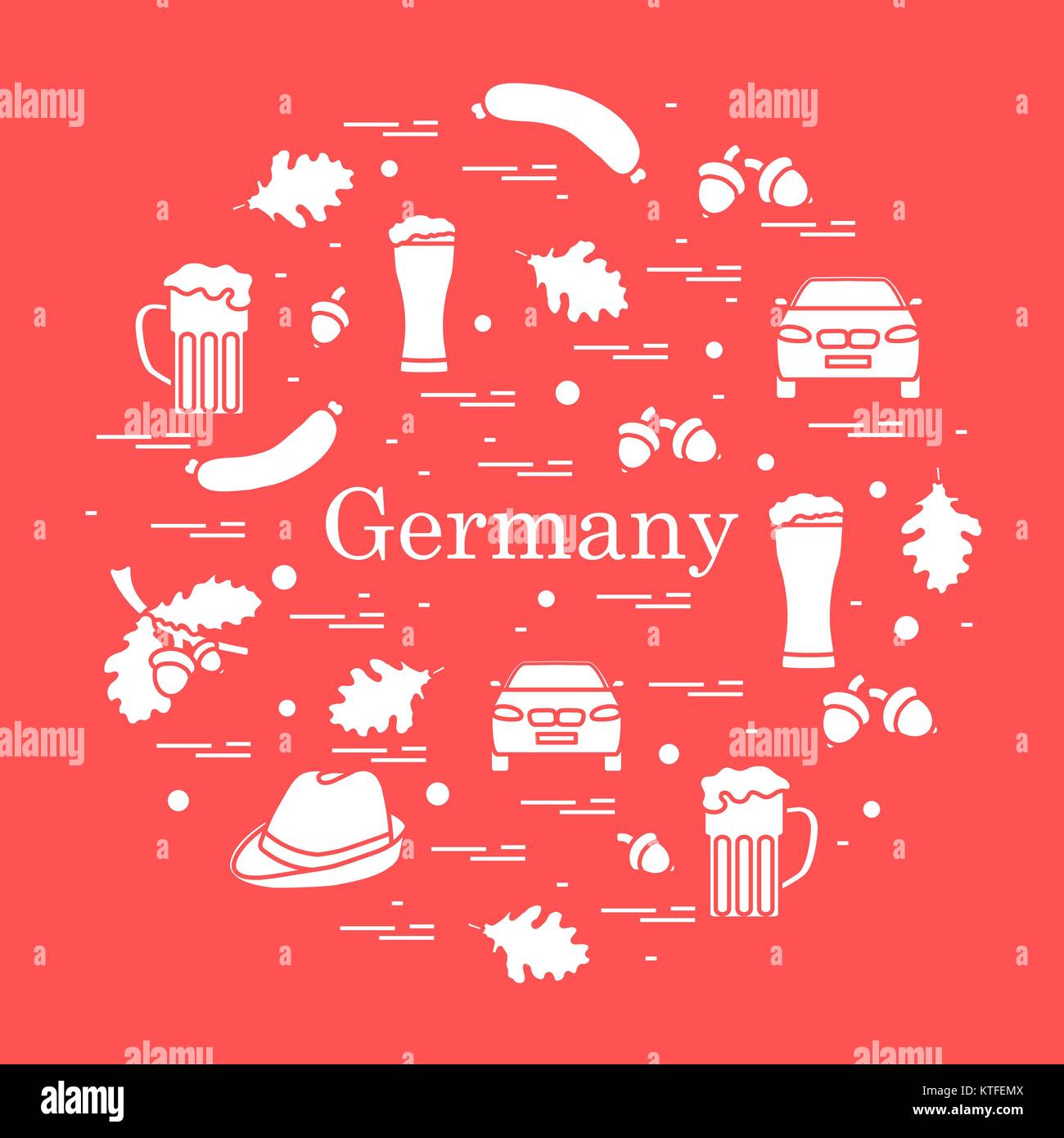 Vector illustration with various symbols of Germany arranged in a ...