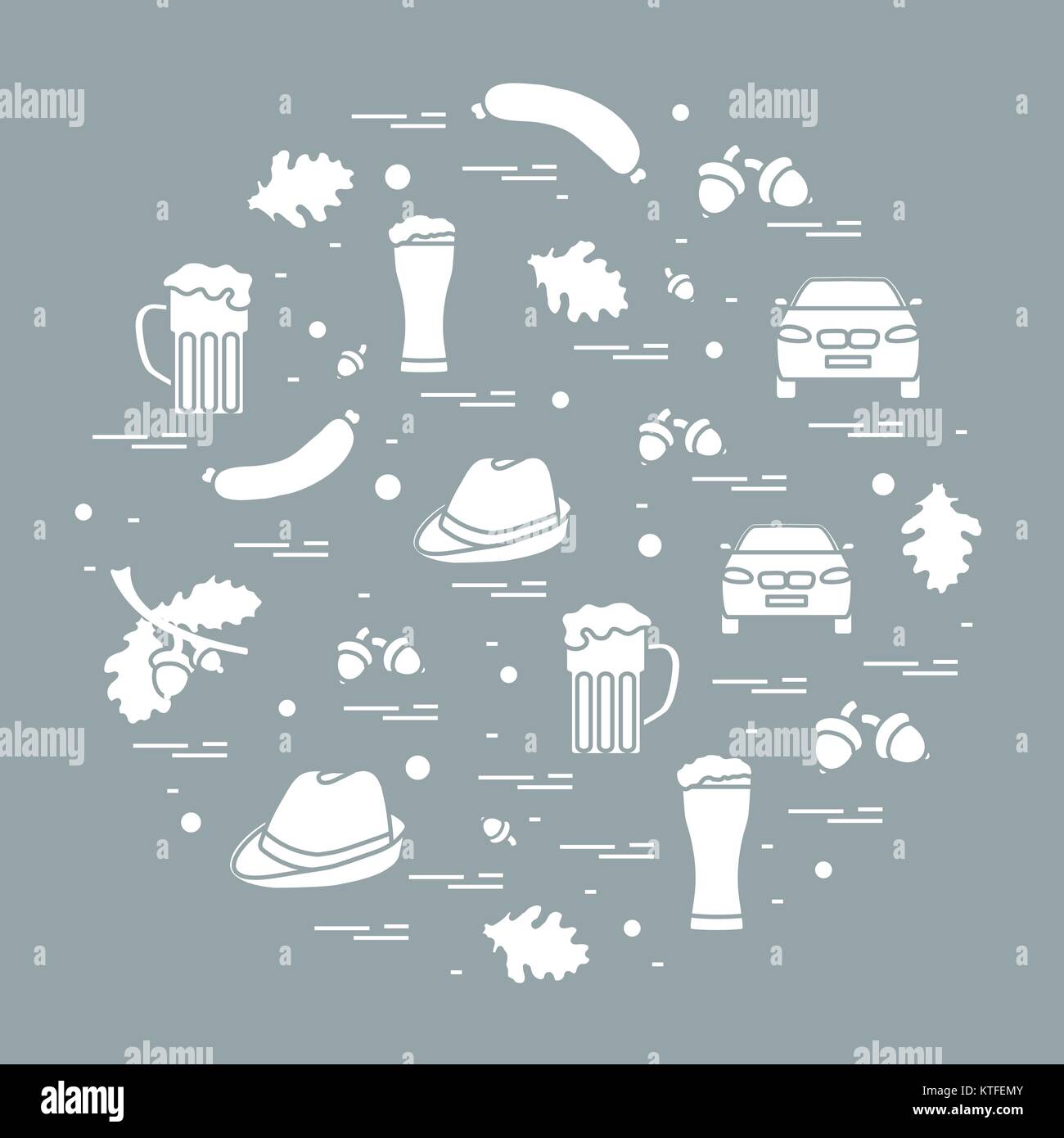 Vector illustration with various symbols of Germany arranged in a ...