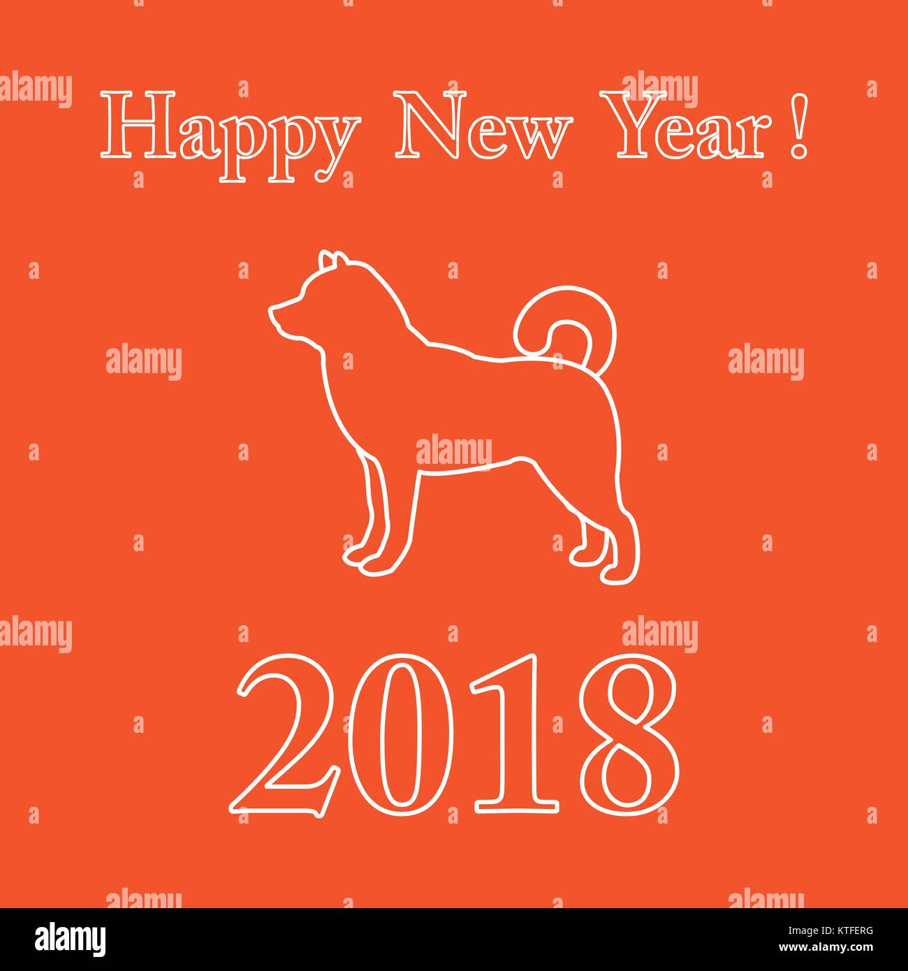 Shiba Inu silhouette and inscription happy new year. Design element for ...