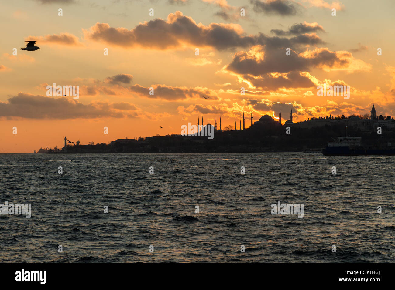 the historic Istanbul skyline at sunset Stock Photo - Alamy
