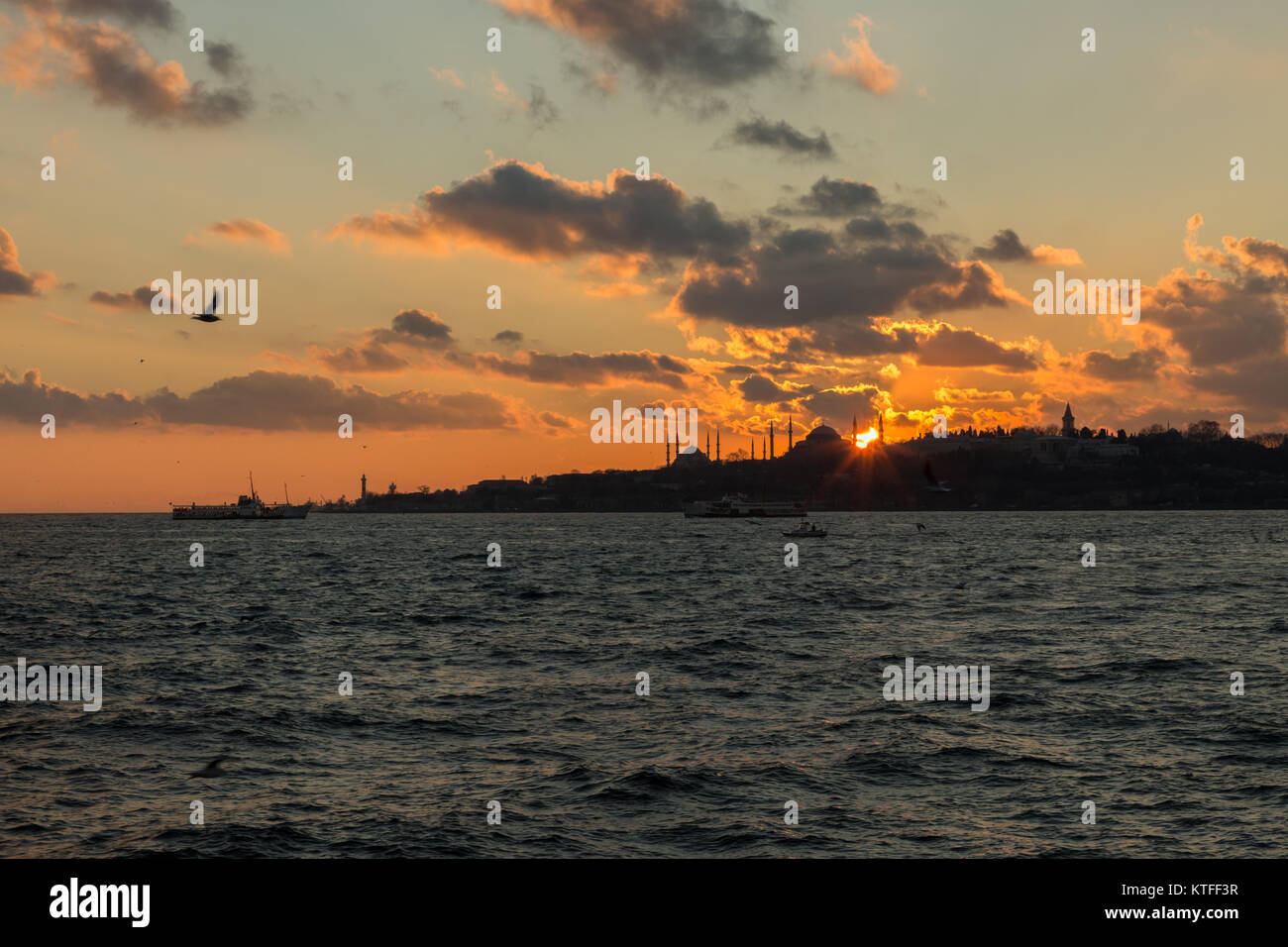 the historic Istanbul skyline at sunset Stock Photo - Alamy