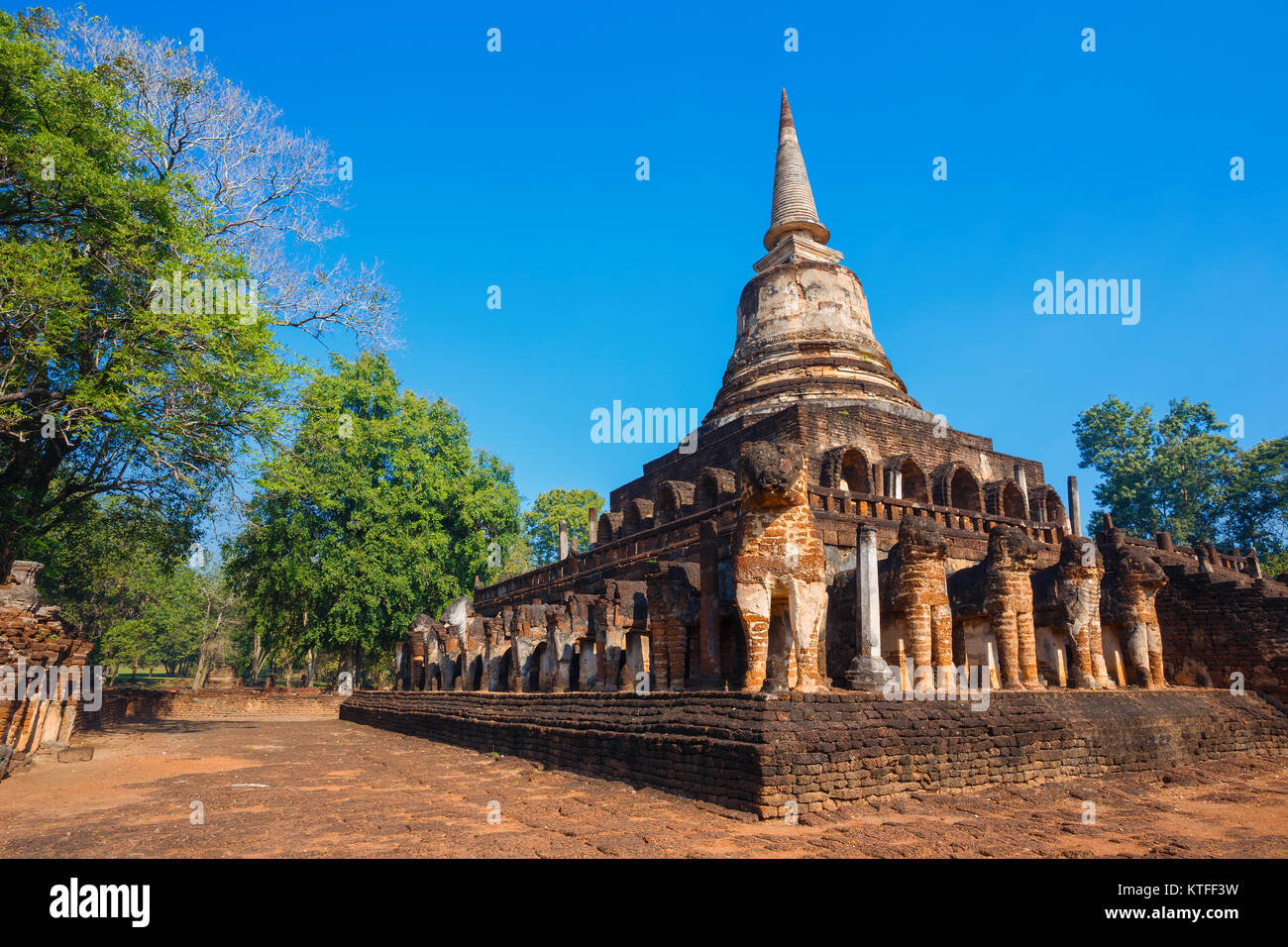 Wat Chang Lom Temple at Si Satchanalai Historical Park, a UNESCO world ...