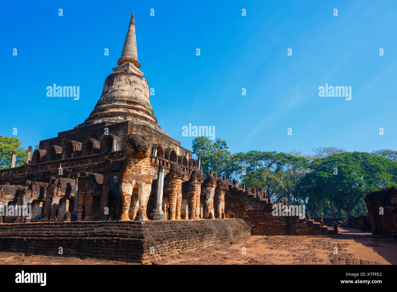 Wat Chang Lom Temple at Si Satchanalai Historical Park, a UNESCO world ...