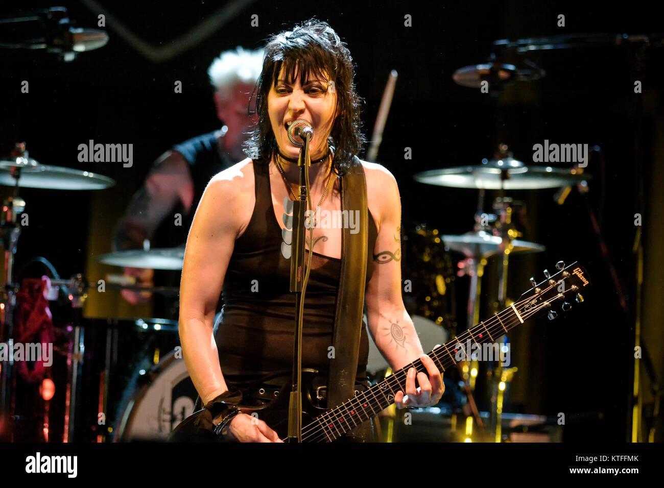 The American rock musician and singer Joan Jett performs a live band ...