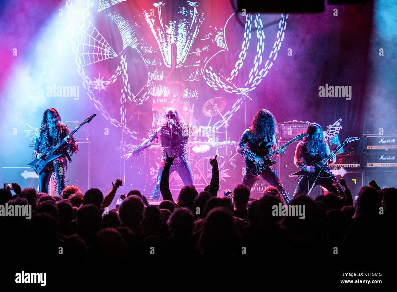 The Swedish black metal band Nifelheim performs a live concert at ...
