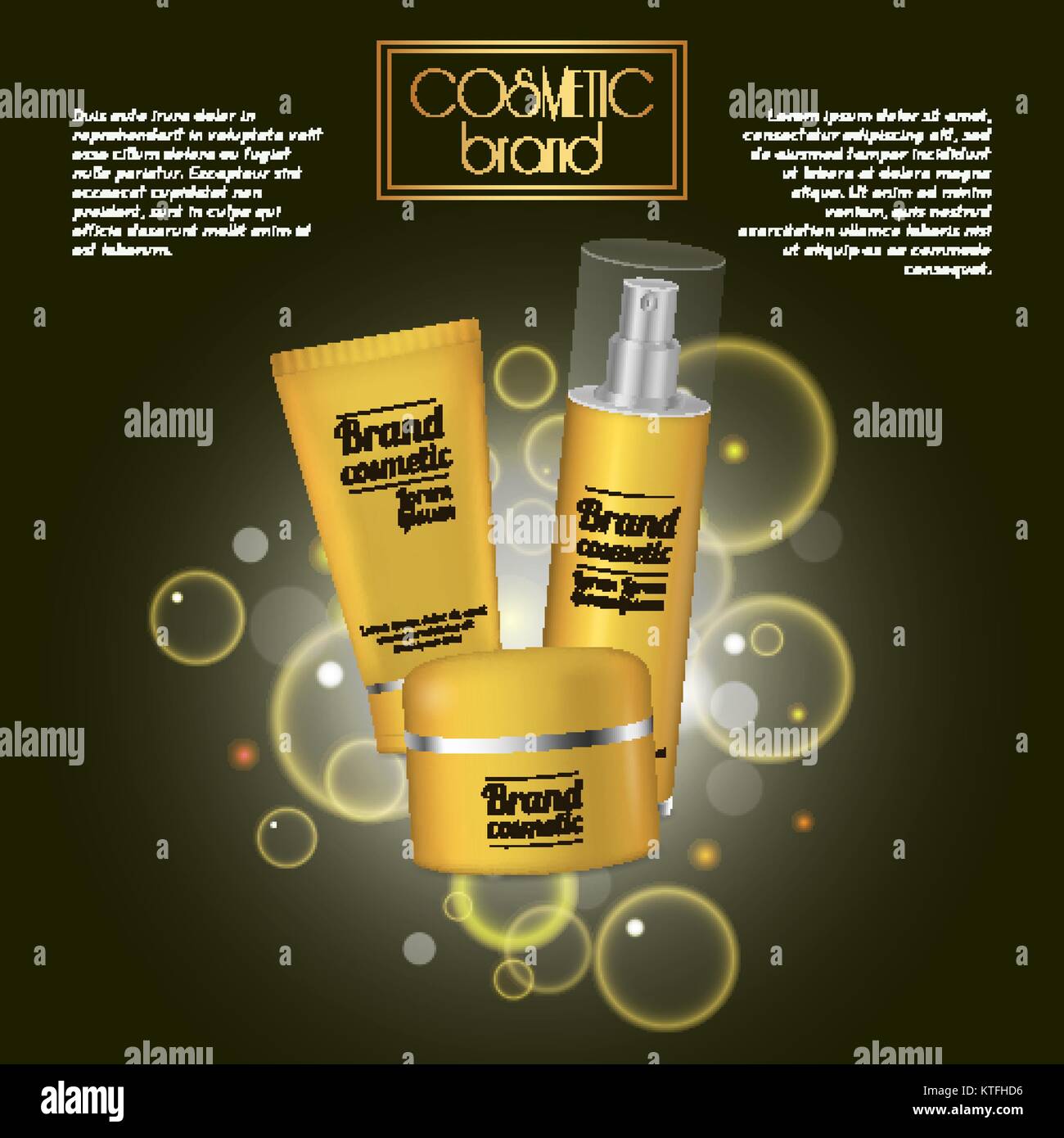 3D realistic cosmetic bottle ads template. Cosmetic brand advertising ...