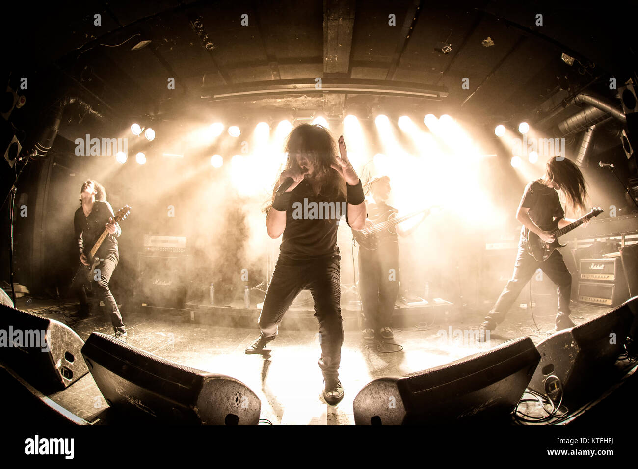 The Luxembourgian death metal band Scarred performs a live concert at ...