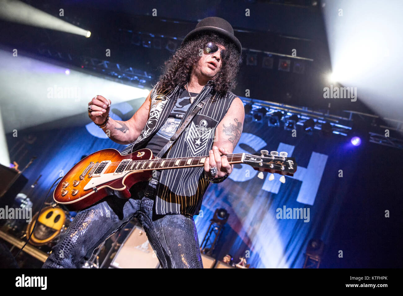 The American musician and guitarist Slash performs a live concert with ...