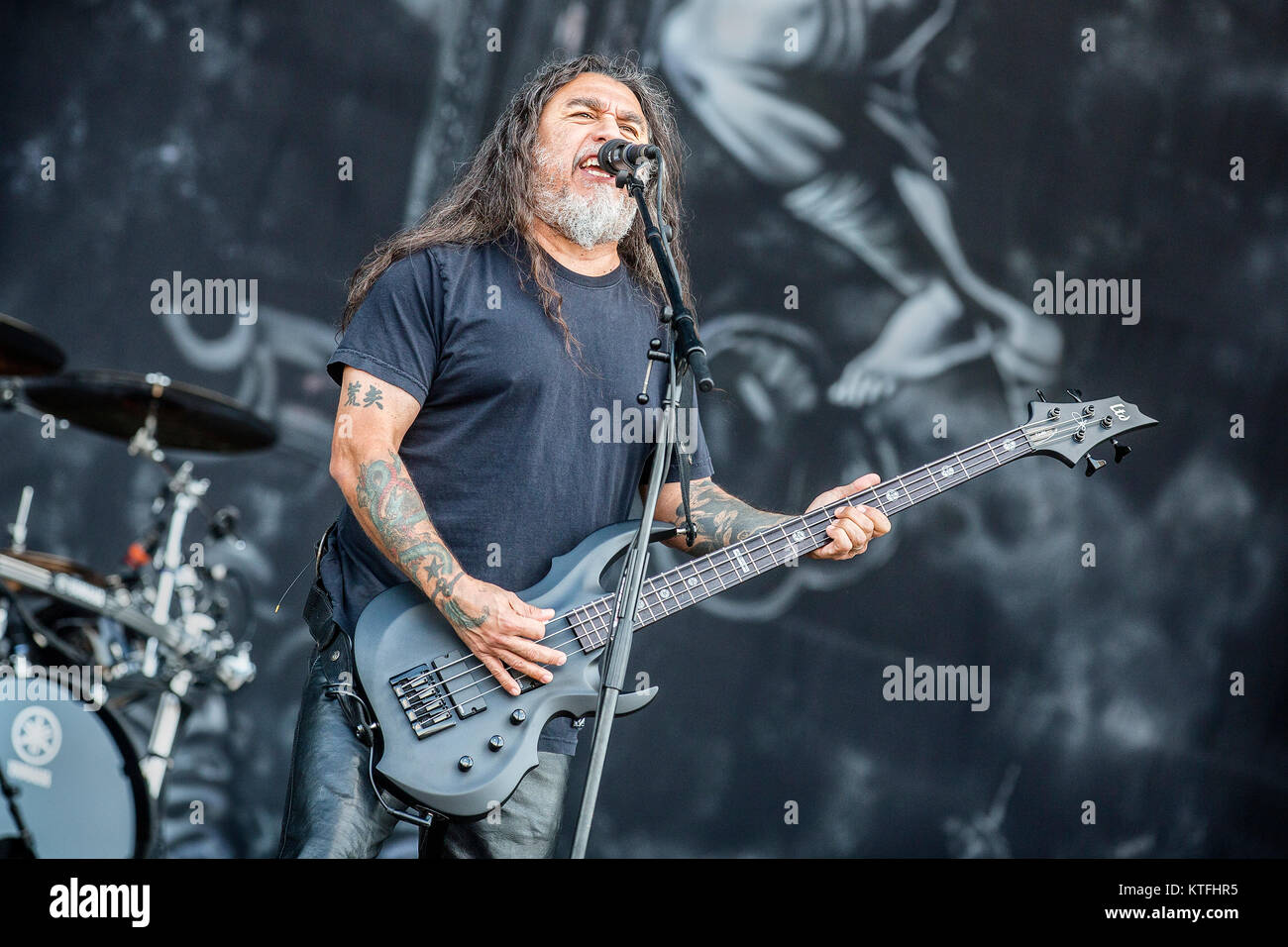 The American thrash metal band Slayer performs a live concert at the ...