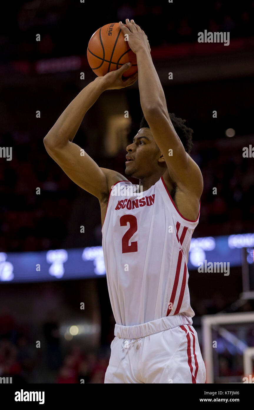 Madison, WI, USA. 23rd Dec, 2017. Wisconsin Badgers forward Aleem Ford ...