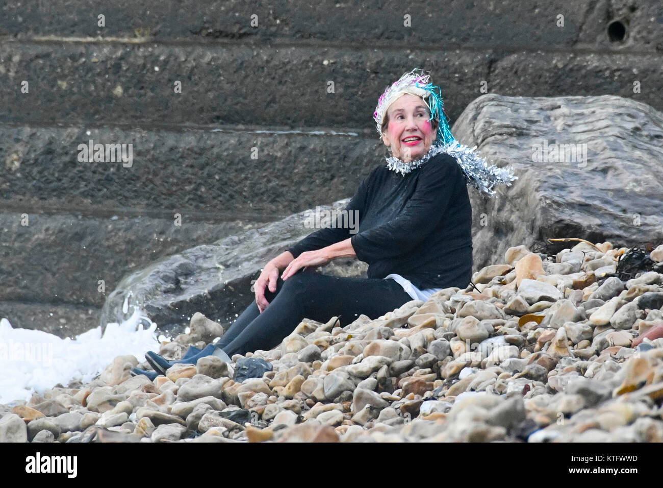 Charmouth, Dorset, UK. 25th December 2017. Isabel Ward, a founding ...