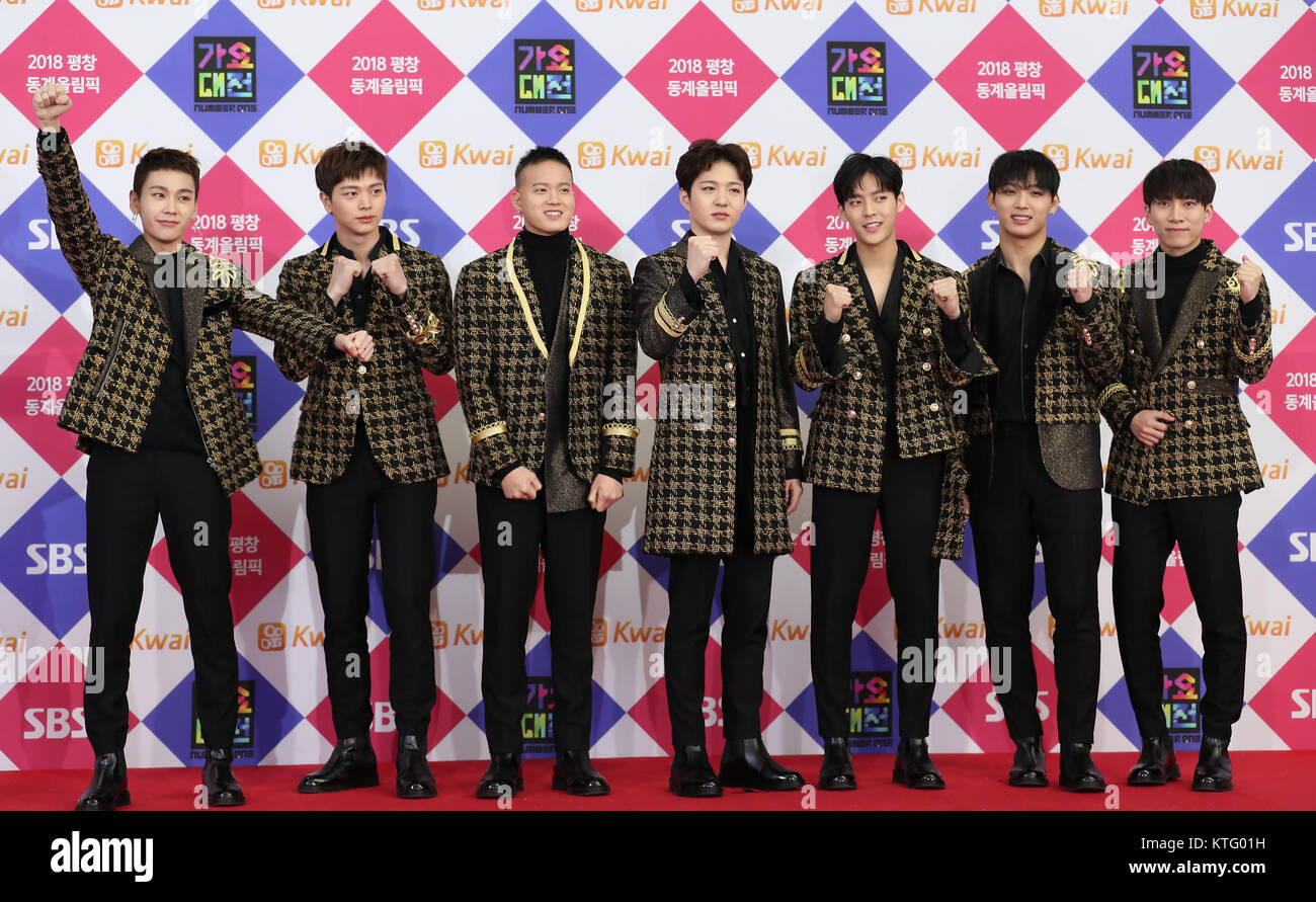 26th Dec, 2017. S. Korean boy group BTOB South Korean boy group BTOB poses for a photo during a ...