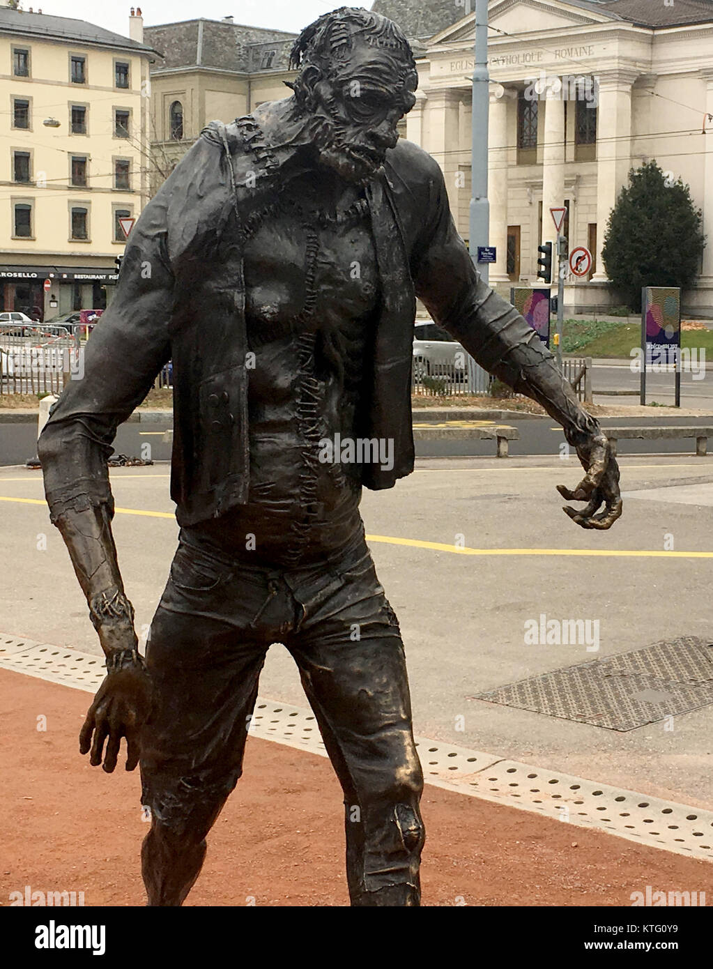 Geneva, Switzerland. 23rd Dec, 2017. A statue of the Frankenstein ...