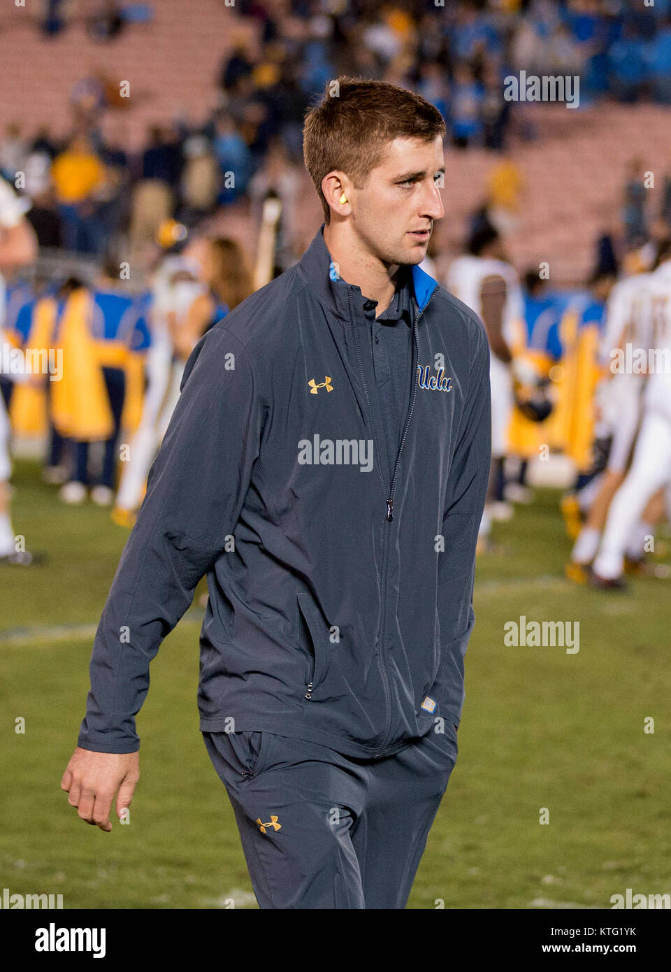 Pasadena, CA. 24th Nov, 2017. UCLA quarterbacks (3) Josh Rosen heads to ...