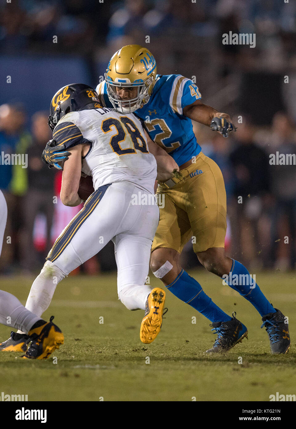 Pasadena, CA. 24th Nov, 2017. UCLA linebacker (42) Kenny Young, who ...