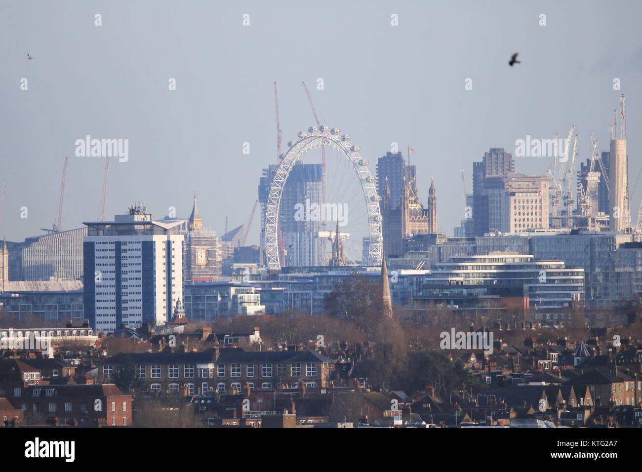 London UK. 26th December 2017. UK Weather: London skyline and tourist ...