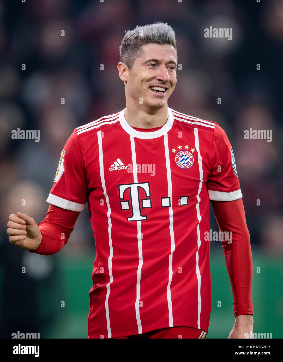 Munich's Robert Lewandowski laughing during the DFB-Pokal (German Cup ...