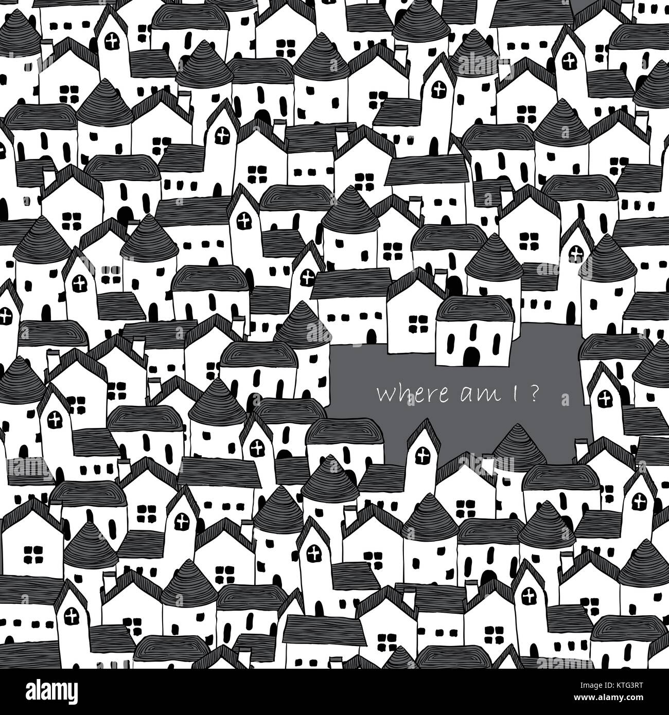 It is a background image of black white crowded small house Stock ...