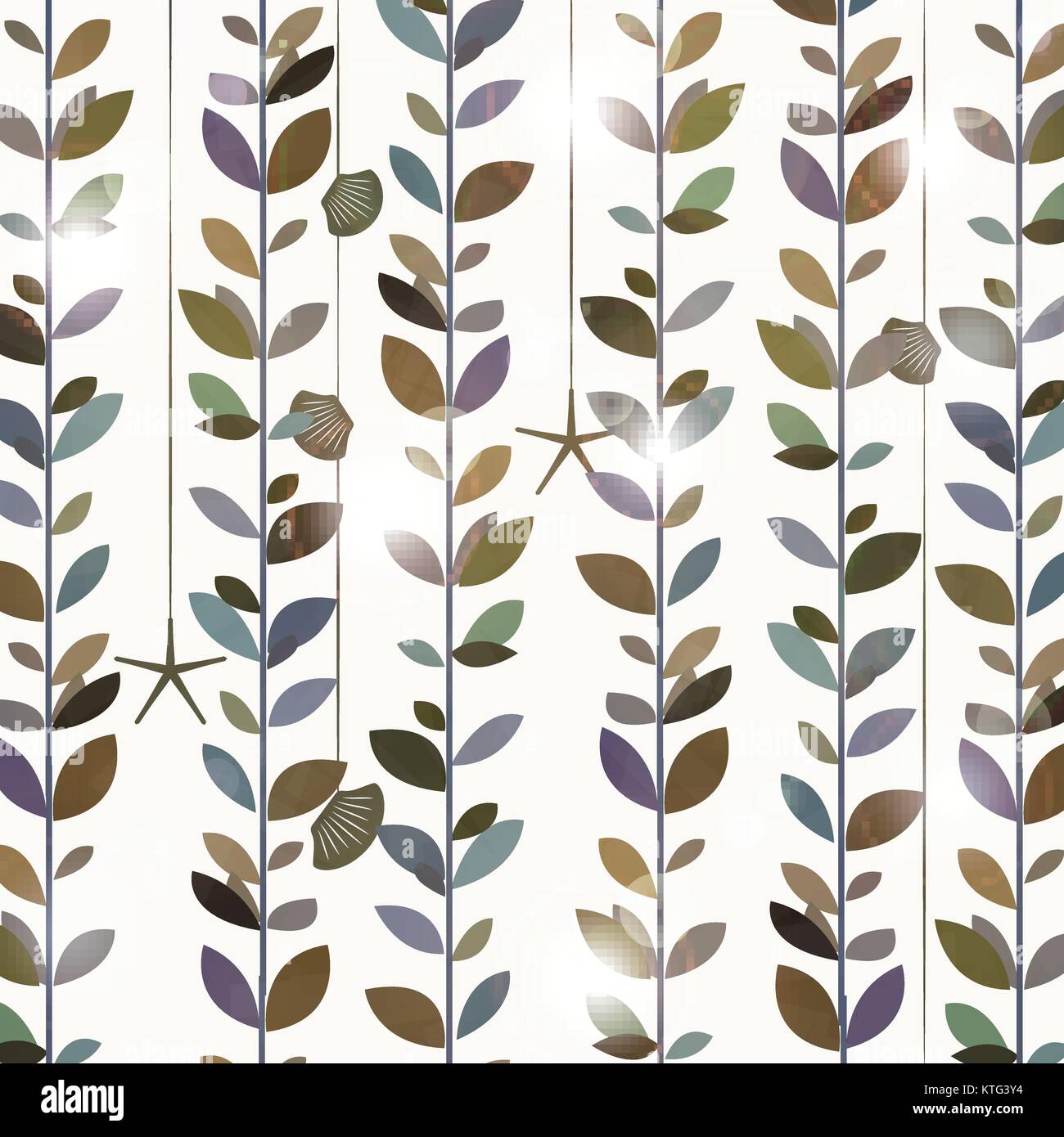 Nature sunlight leaves vine and seashell pattern background image Stock ...