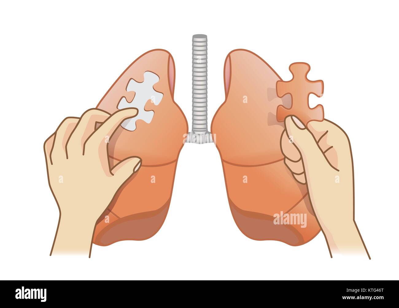 Hand holding last piece of jigsaw puzzle for Lung treatment Stock ...