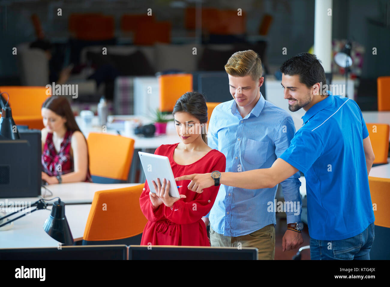 Startup business people group working everyday job at modern coworking ...