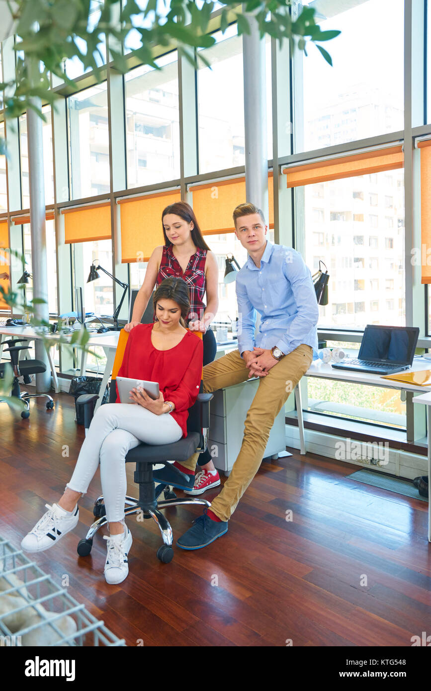 Startup business people group working everyday job at modern coworking ...