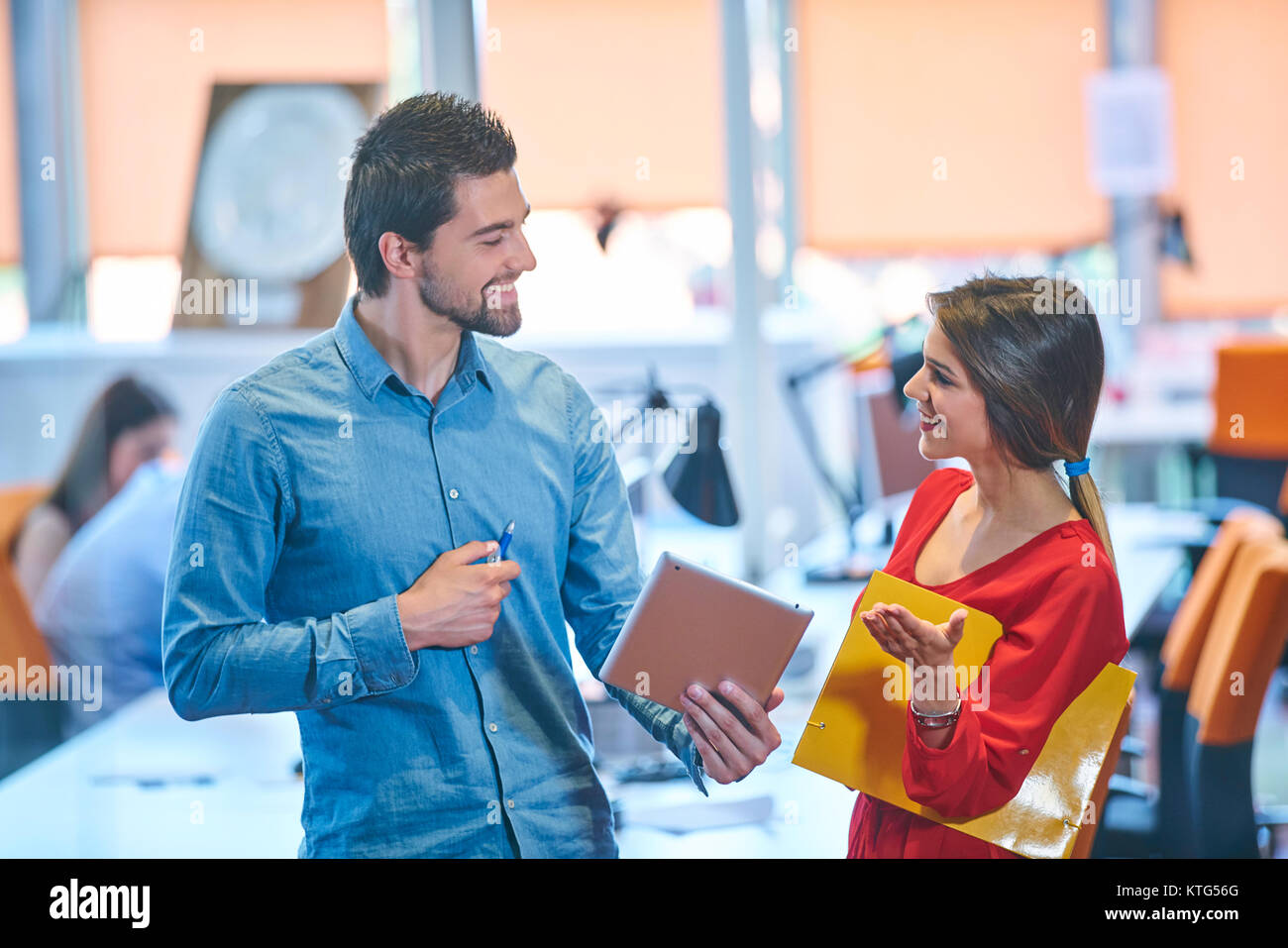 Startup business people group working everyday job at modern coworking ...