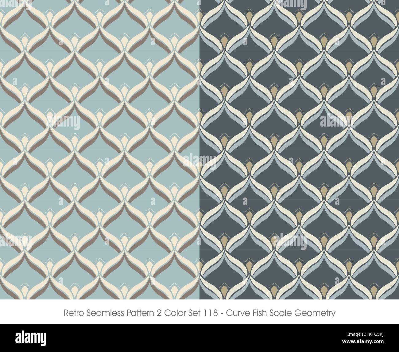Retro Seamless Pattern Curve Fish Scale Geometry Stock Vector Image ...