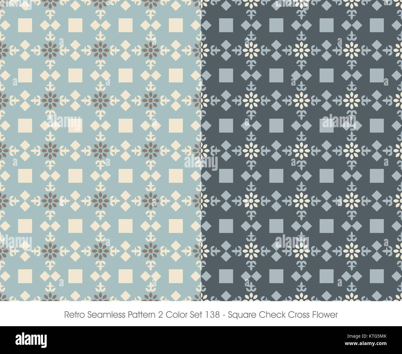 Retro Seamless Pattern Square Check Cross Flower Stock Vector Image ...