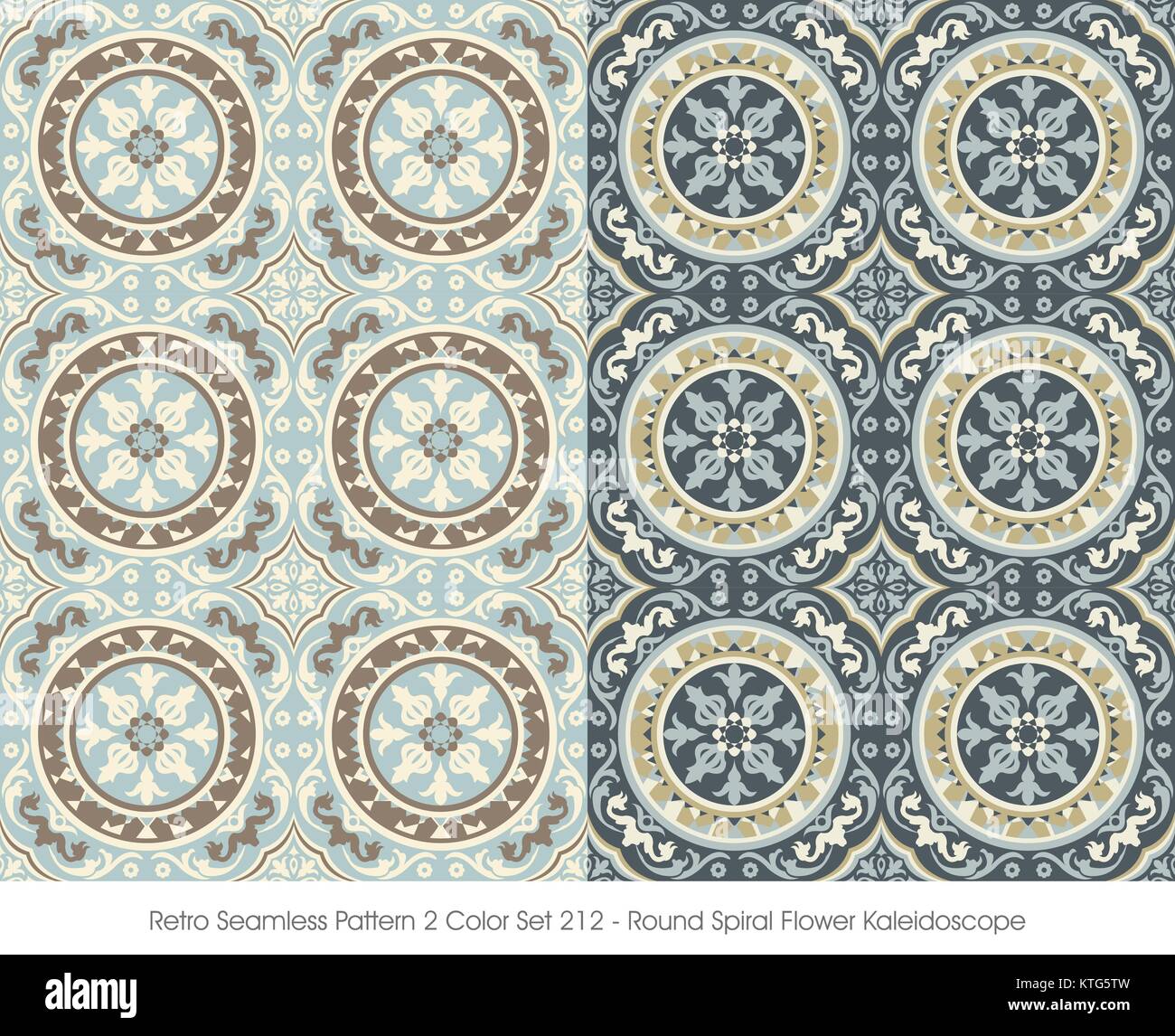 Retro Seamless Pattern Round Spiral Flower Kaleidoscope Stock Vector Image & Art - Alamy