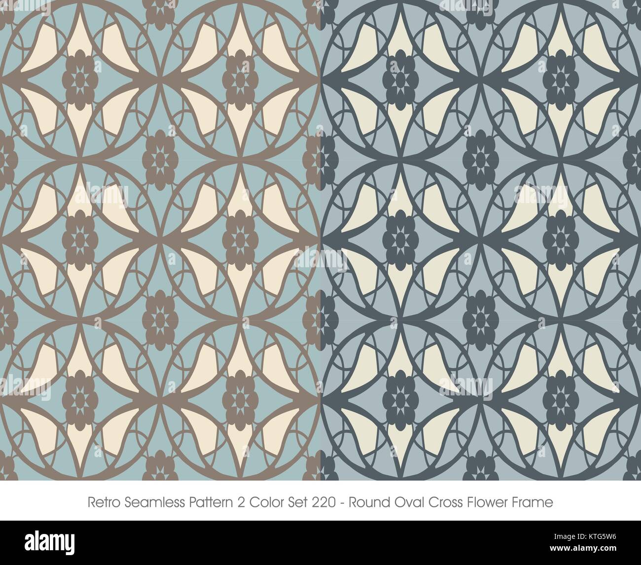Retro Seamless Pattern Round Oval Cross Flower Frame Stock Vector Image ...
