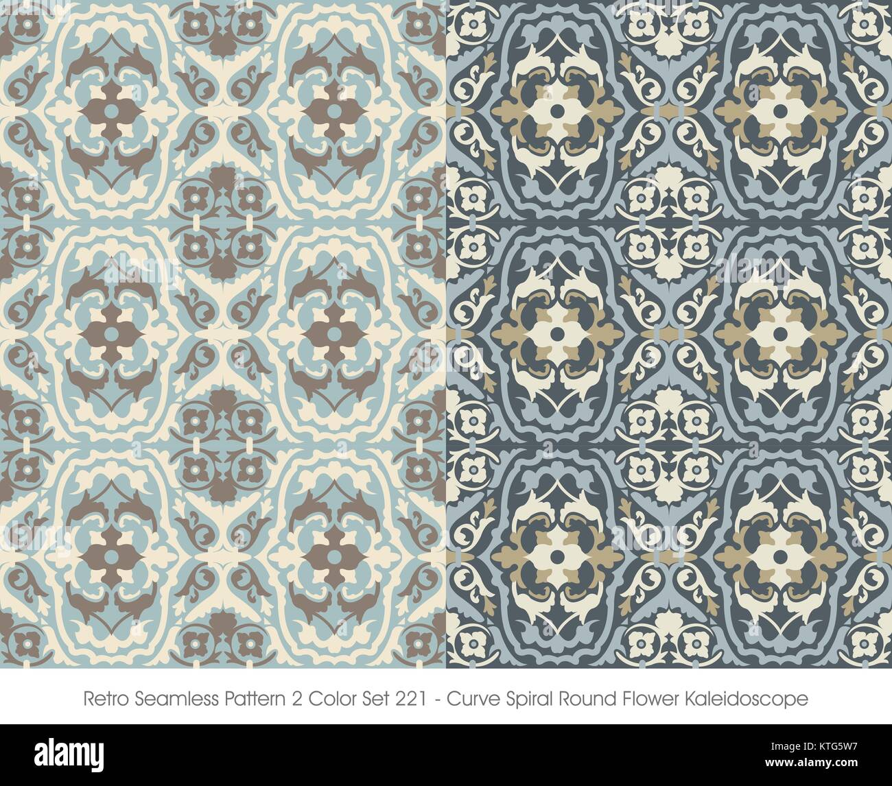 Retro Seamless Pattern Curve Spiral Round Flower Kaleidoscope Stock Vector Image & Art - Alamy