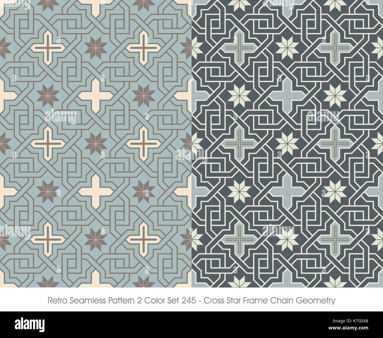 Retro Seamless Pattern Cross Star Frame Chain Geometry Stock Vector ...