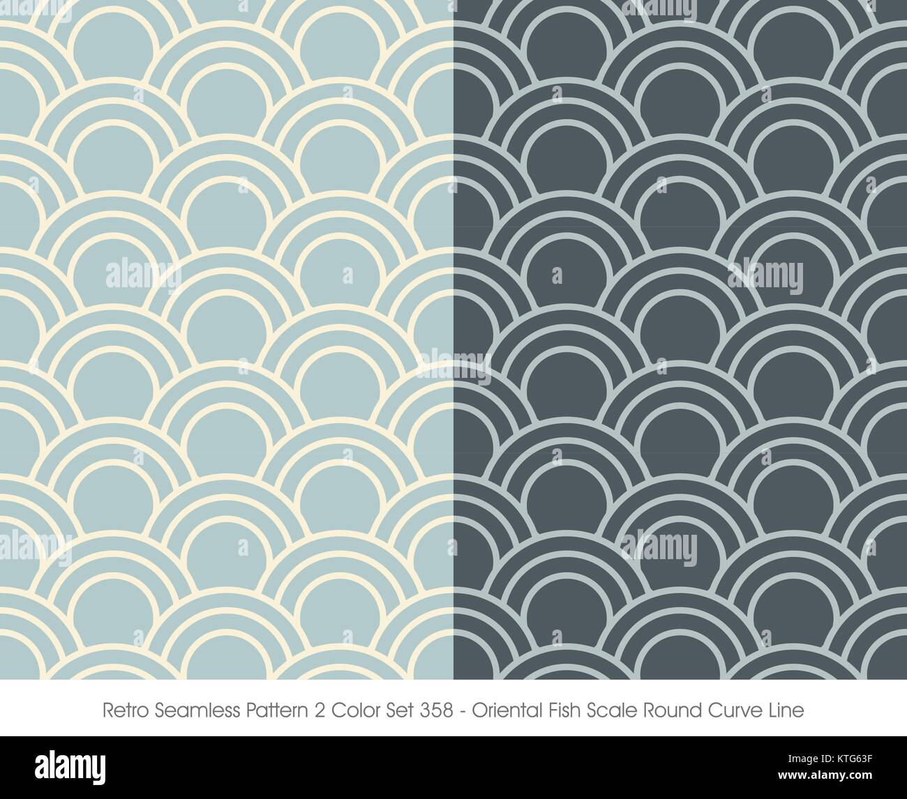 Retro Seamless Pattern Oriental Fish Scale Round Curve Line Stock ...