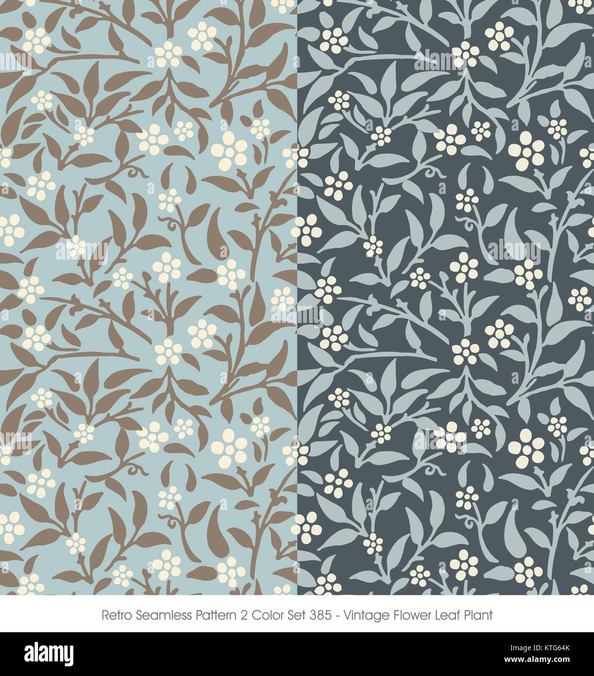 Retro Seamless Pattern Vintage Flower Leaf Plant Stock Vector Image ...