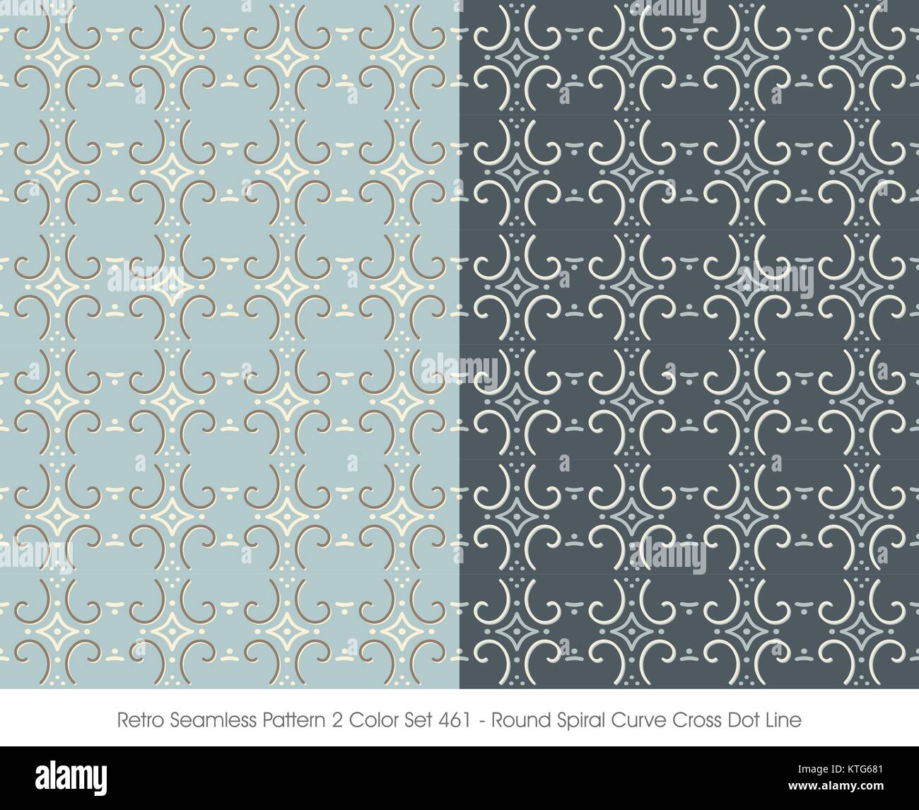 Retro Seamless Pattern Round Spiral Curve Cross Dot Line Stock Vector ...