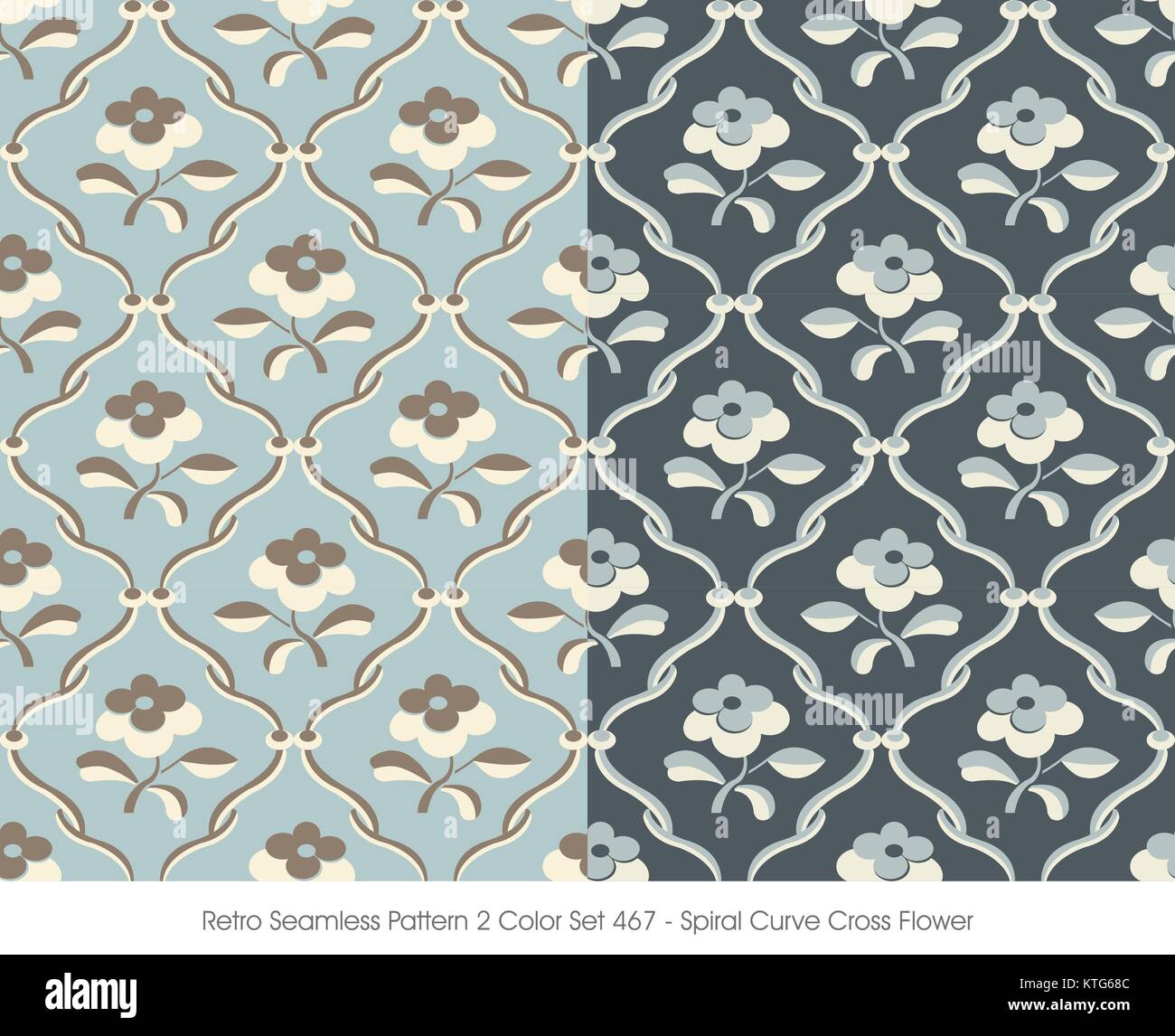 Retro Seamless Pattern Spiral Curve Cross Flower Stock Vector Image ...