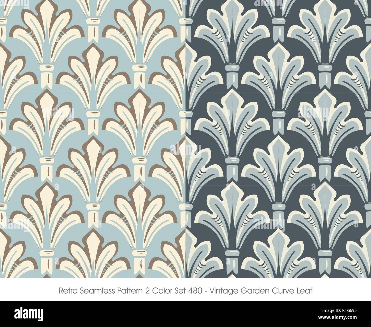 Retro Seamless Pattern Vintage Garden Curve Leaf Stock Vector Image ...