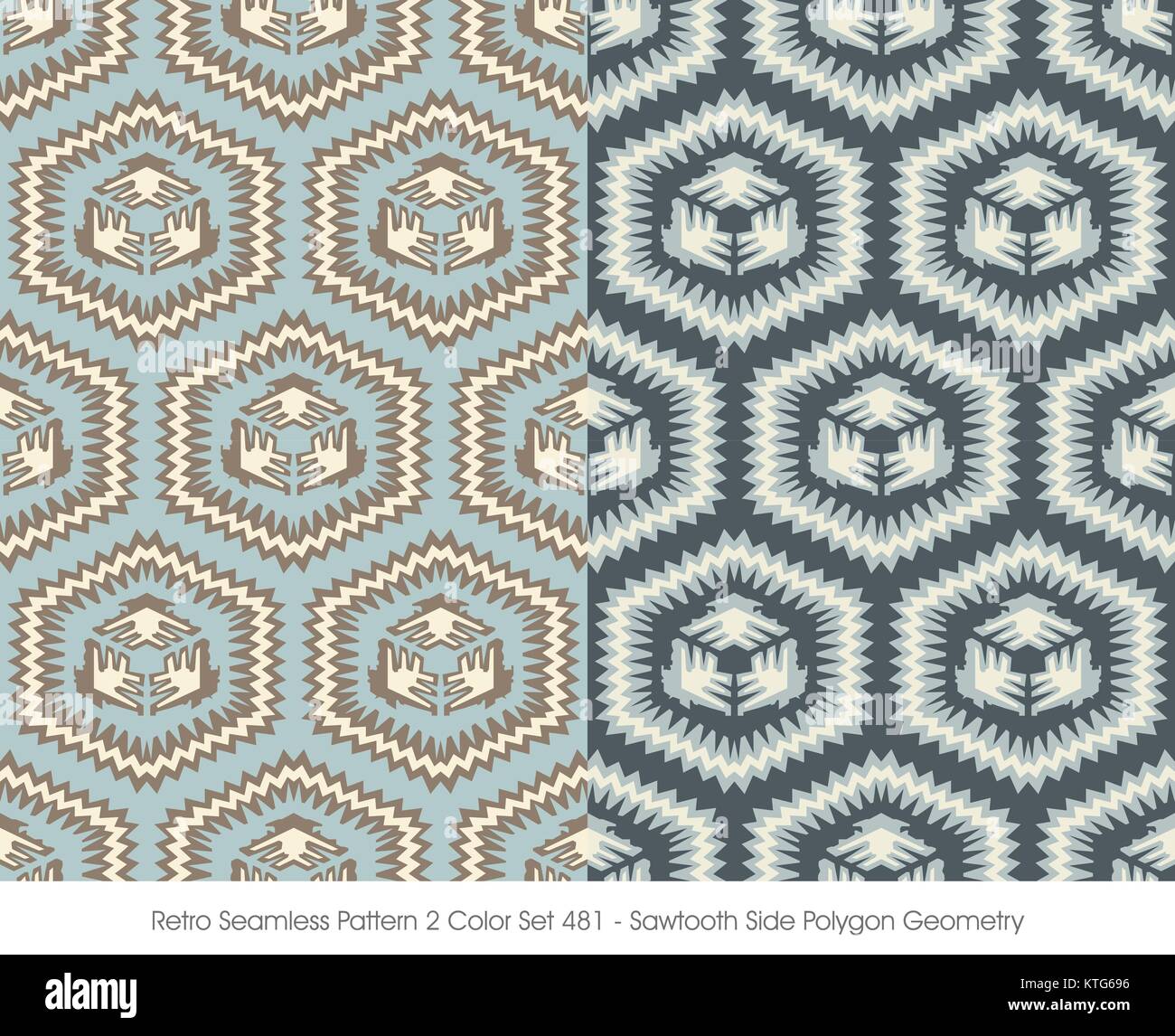 Retro Seamless Pattern Sawtooth Side Polygon Geometry Stock Vector ...