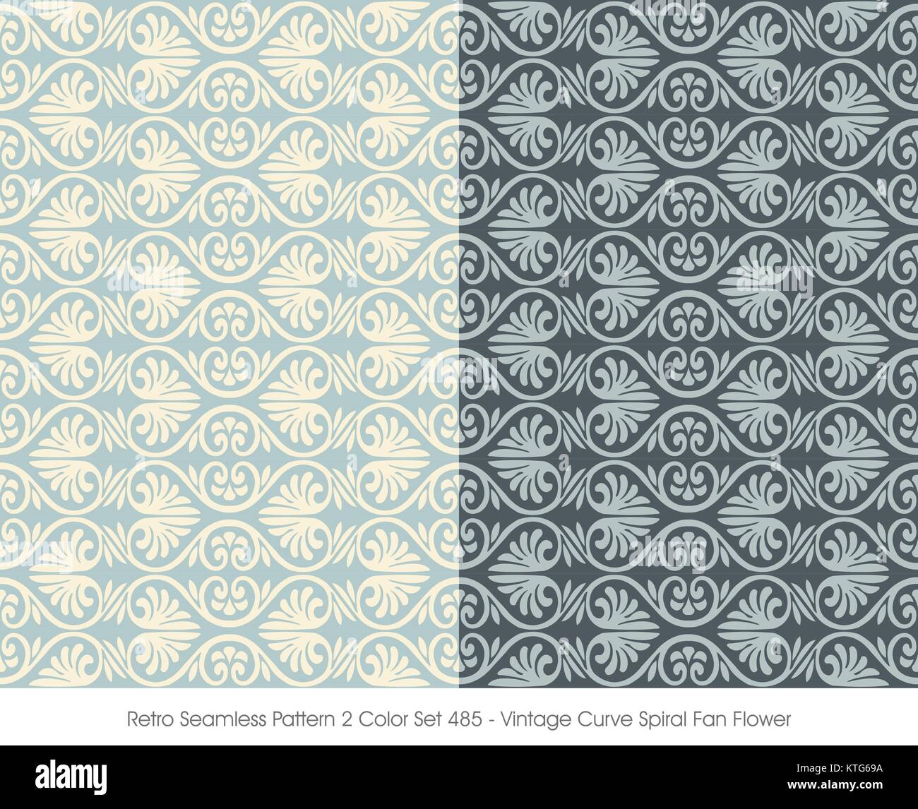 Retro Seamless Pattern Vintage Curve Spiral Fan Flower Stock Vector ...